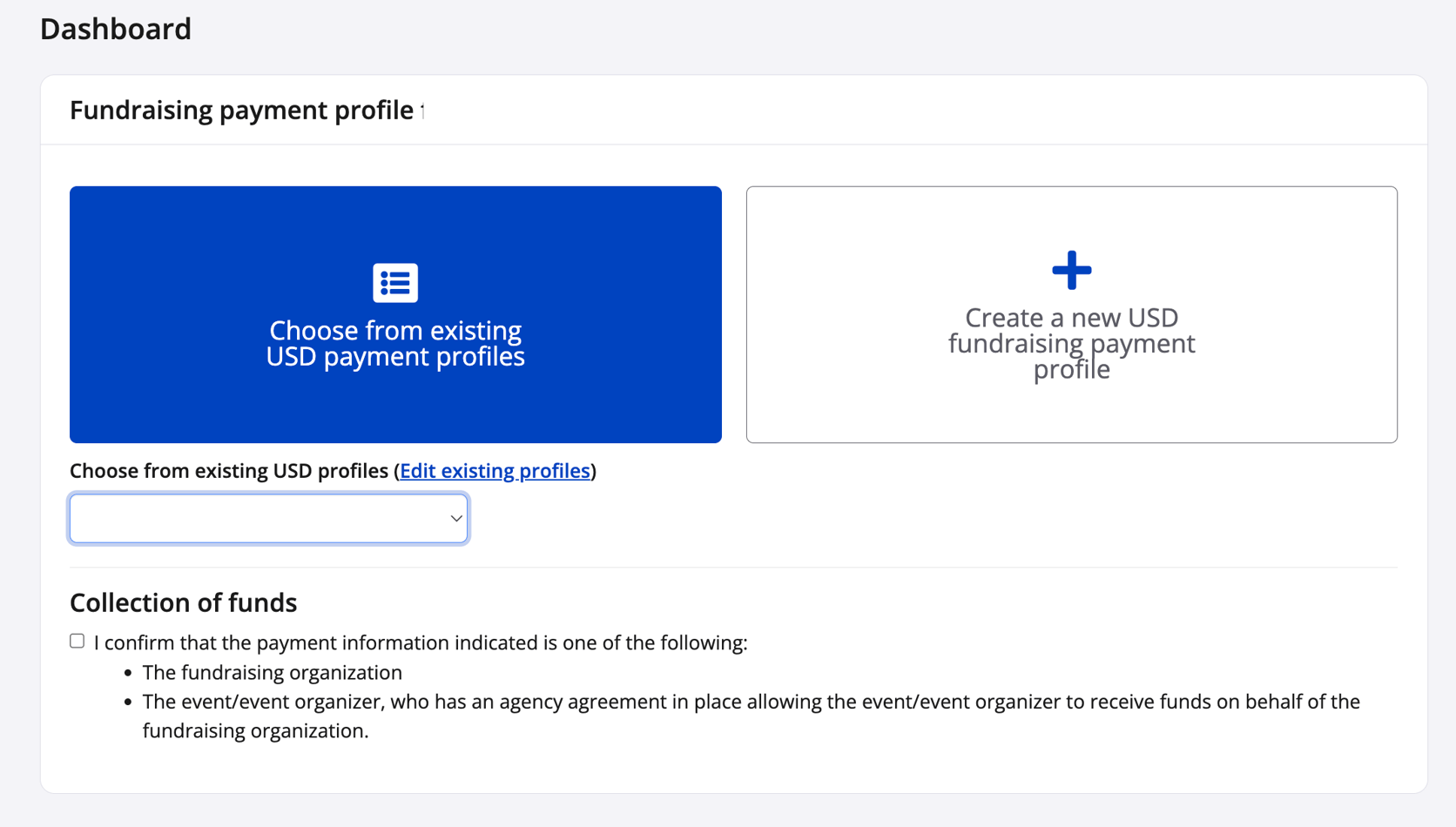 Setting up Stripe Connect payment profiles for fundraising payouts